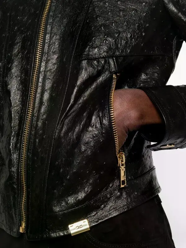 Elisabetta Franchi Zip Textured Leather Jacket