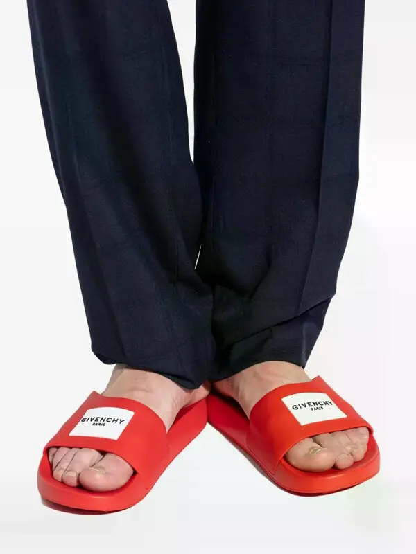 Givenchy Logo-plaque Slides - Red