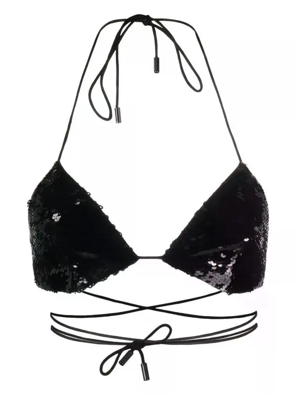NUE Jade Sequinned Bra - Black