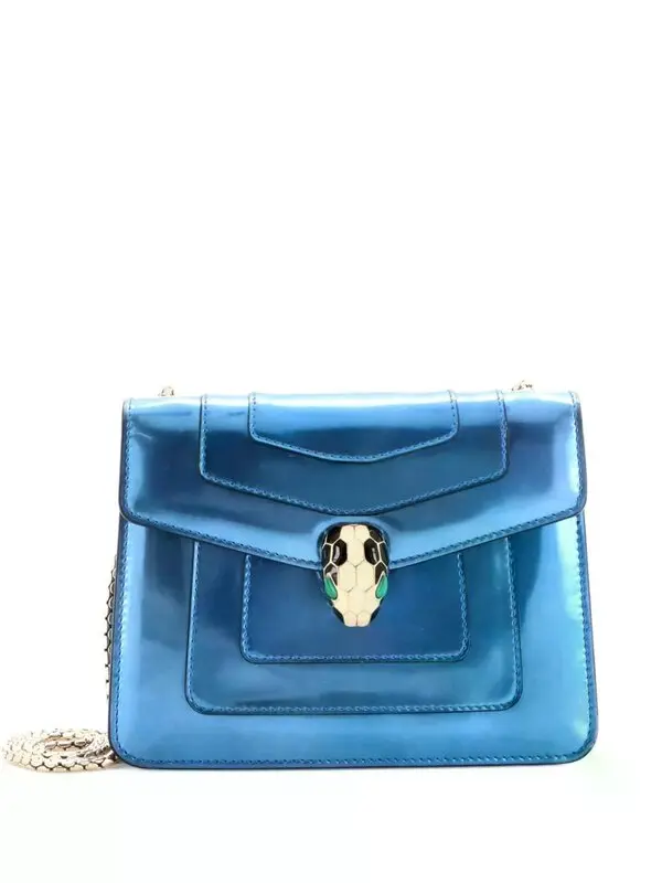 BVLGARI Serpenti Forever Square Metallic Leather Small Shoulder Bag