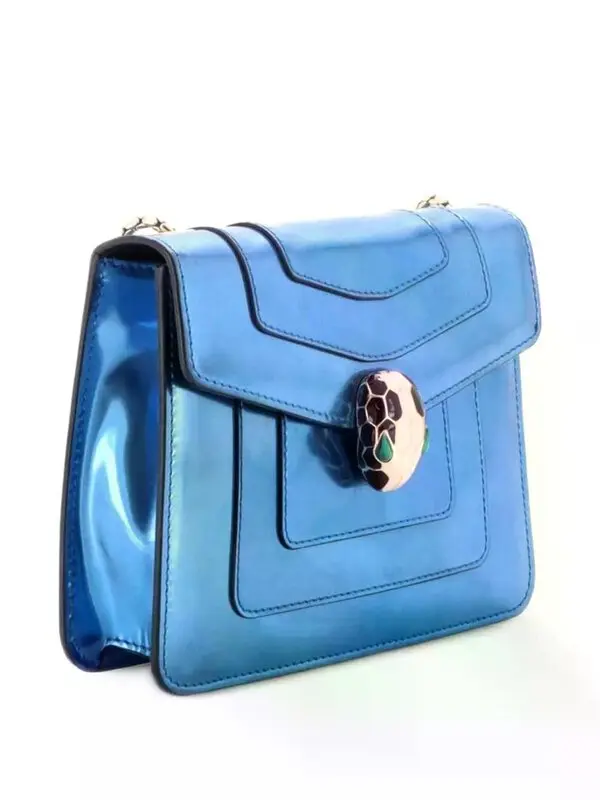 BVLGARI Serpenti Forever Square Metallic Leather Small Shoulder Bag