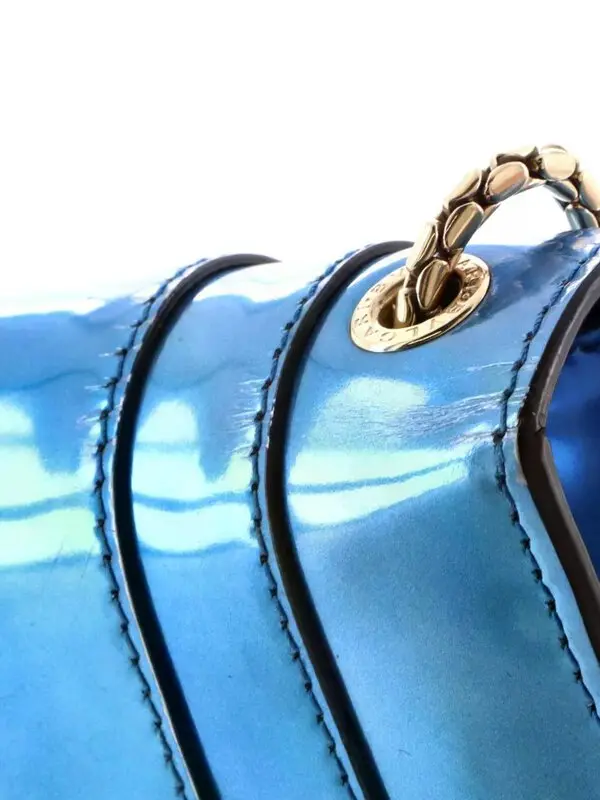 BVLGARI Serpenti Forever Square Metallic Leather Small Shoulder Bag
