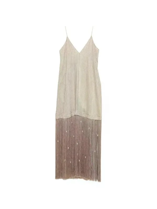 ALYSI Striped Fringed Maxi Dress