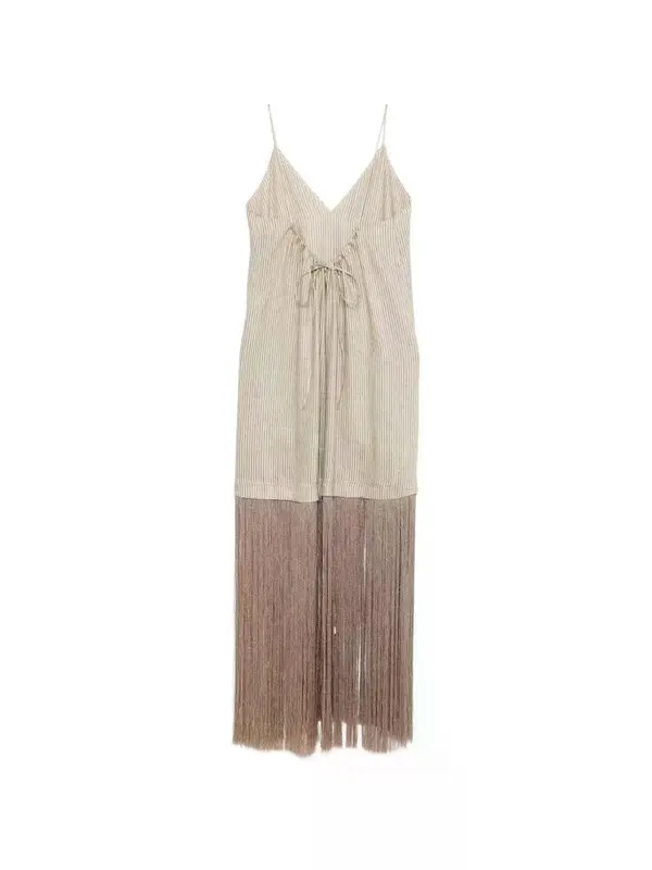 ALYSI Striped Fringed Maxi Dress