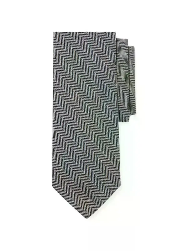 Brooks Brothers Herringbone Wool Neck Tie - Black