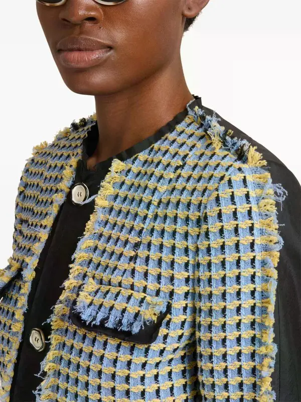 Marni Textured Tweed Jacket With Contrast Silk Blend Back