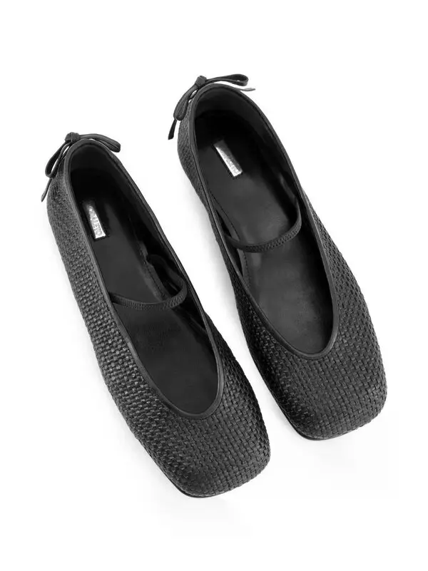 NODALETO Raffia Bow Ballet Flats