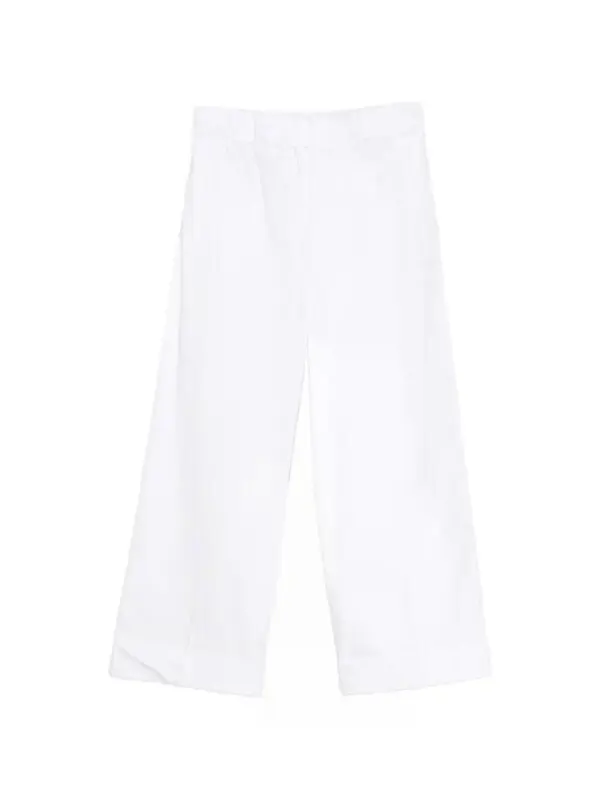 D.exterior Elasticated Waistband Cropped Wide Leg Trousers - White