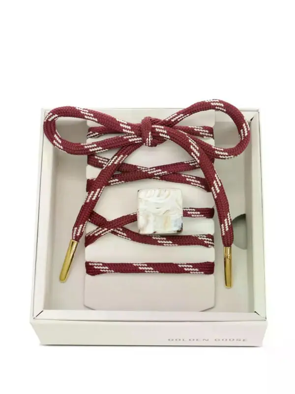 GOLDEN GOOSE Striped Shoelaces With Gold-tone Hardware - Red