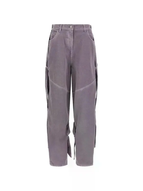 Attico Garment-dyed Side Ribbon Jeans - Purple