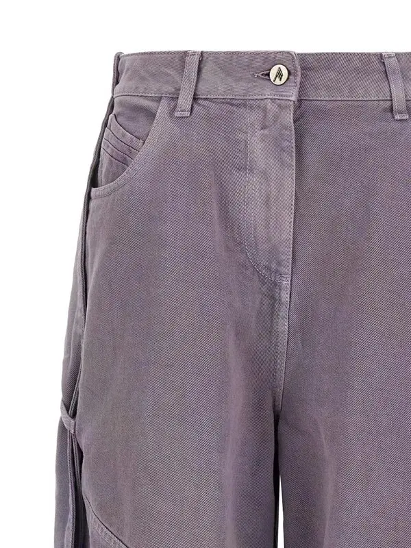 Attico Garment-dyed Side Ribbon Jeans - Purple