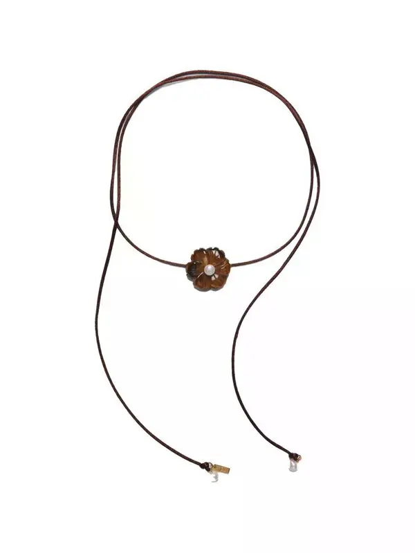 LABELLED JEWELLERY Flower And Pearl Embellished Necklace - Brown