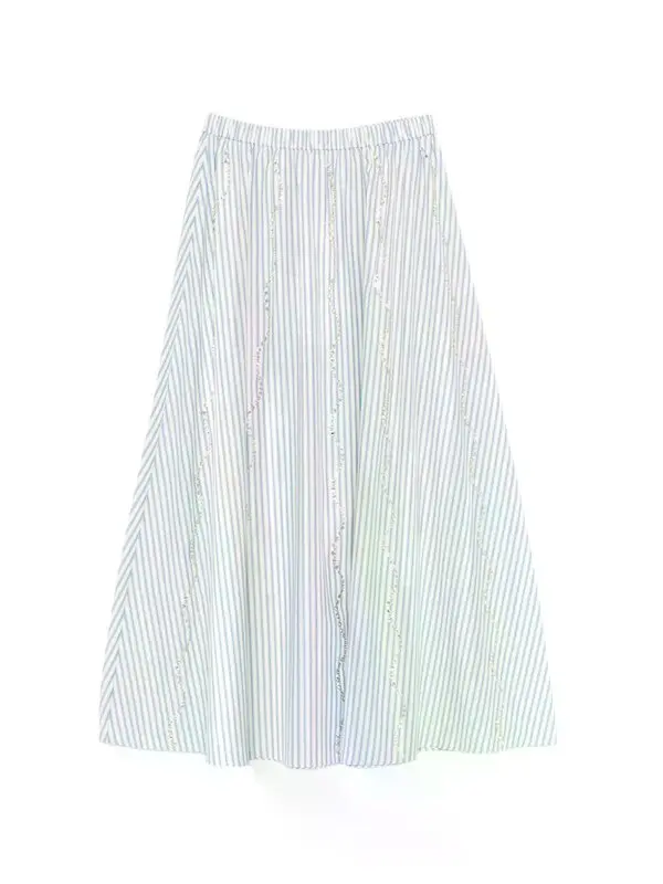 Sandro Striped Embellished A-line Skirt