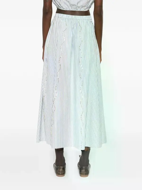 Sandro Striped Embellished A-line Skirt