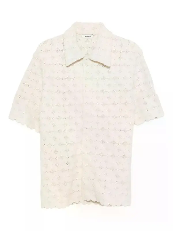 Sandro Cotton Broderie Anglaise Shirt - Neutrals