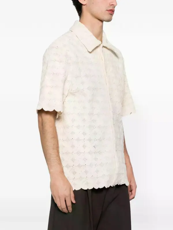 Sandro Cotton Broderie Anglaise Shirt - Neutrals