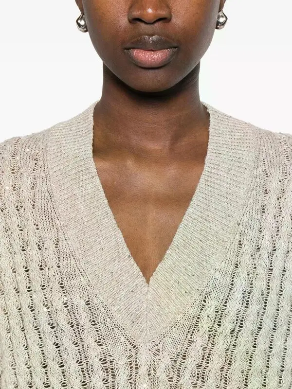 Brunello Cucinelli Sequin-embellishment V-neck Sweater