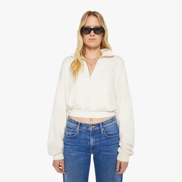 Eterne Cropped Half-zip Sweatshirt - White