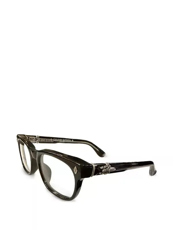 Chrome Hearts Cross-detail Square Frame Glasses - Black