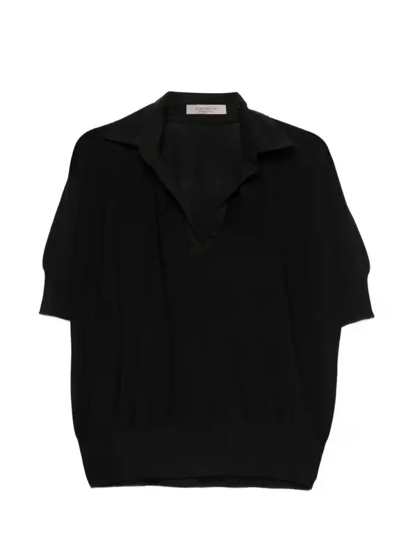 D.exterior Collared V-neck Top