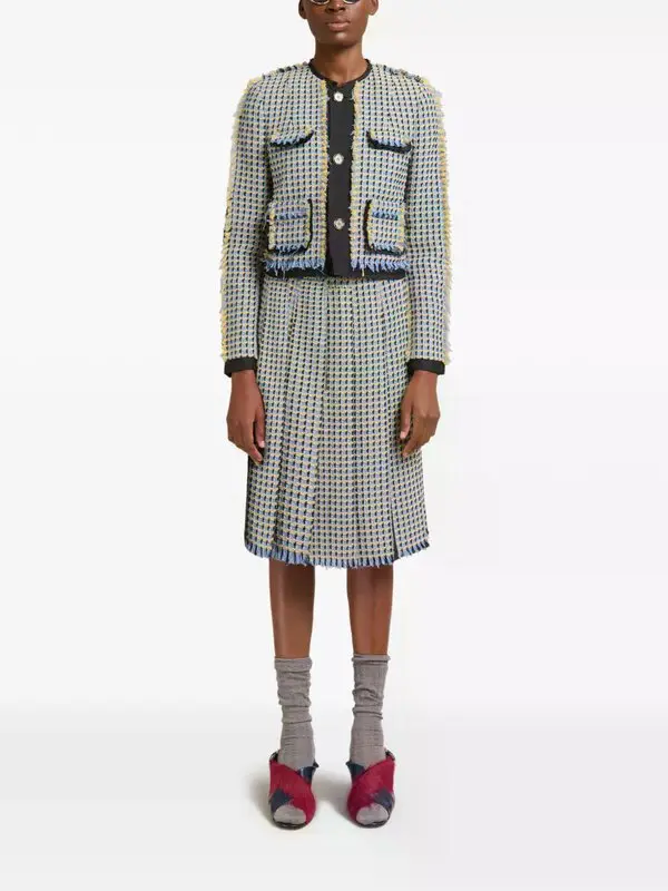 Marni Textured Cotton Blend Jacket - Blue