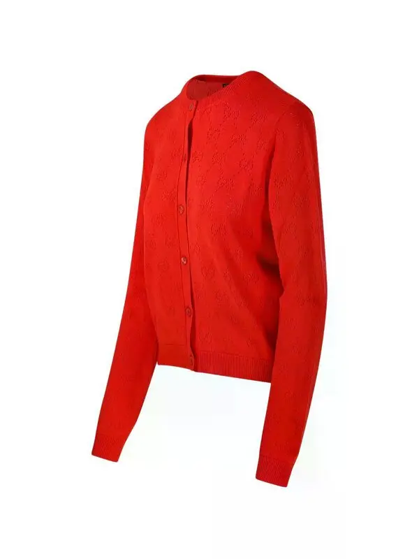 Gucci Gg Motif Silk Cardigan - Red