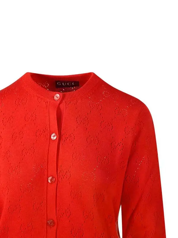 Gucci Gg Motif Silk Cardigan - Red