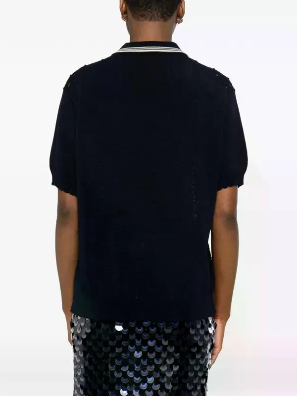 Miu Miu Striped Knitted Polo Shirt - Blue