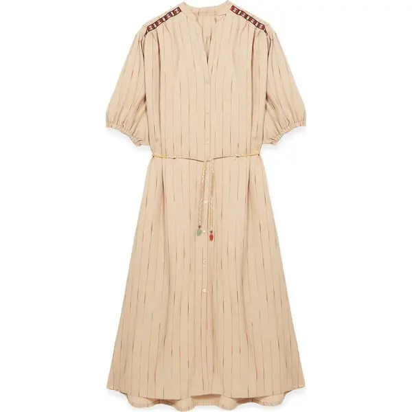 FORTELA Vera Striped Caftan Dress - Ecru