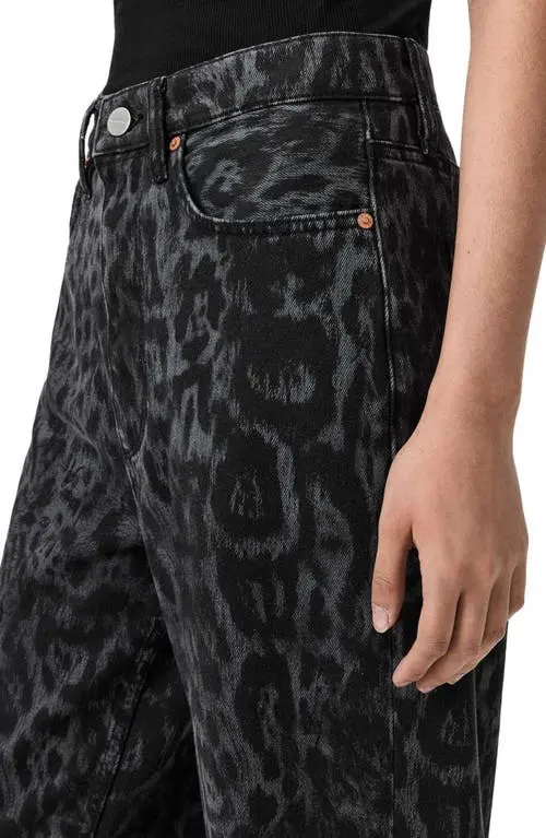 ALLSAINTS Blake Leopard Print Wide Leg Jeans