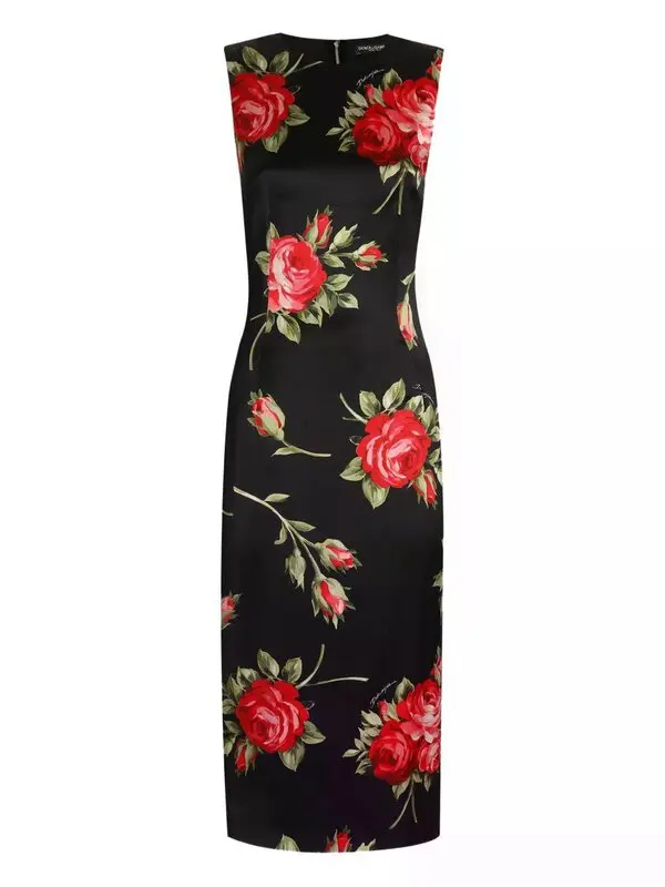 Dolce & Gabbana Floral-print Midi Dress - Black