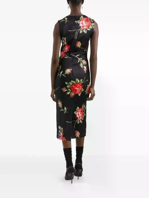 Dolce & Gabbana Floral-print Midi Dress - Black