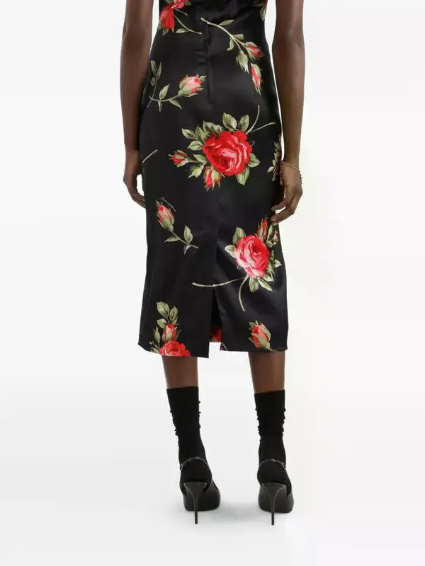 Dolce & Gabbana Floral-print Midi Dress - Black