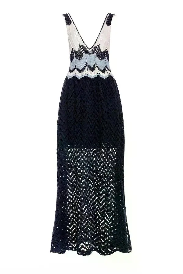 Agua Bendita Ginebra Crochet-knit Maxi Dress - Blue
