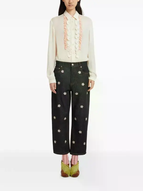 Marni Daisy Appliqué Five-pocket Jeans