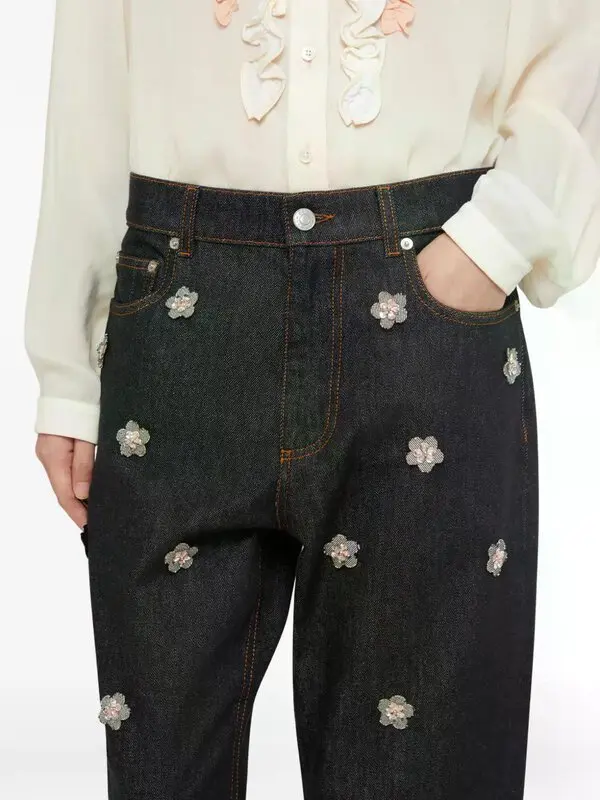 Marni Daisy Appliqué Five-pocket Jeans