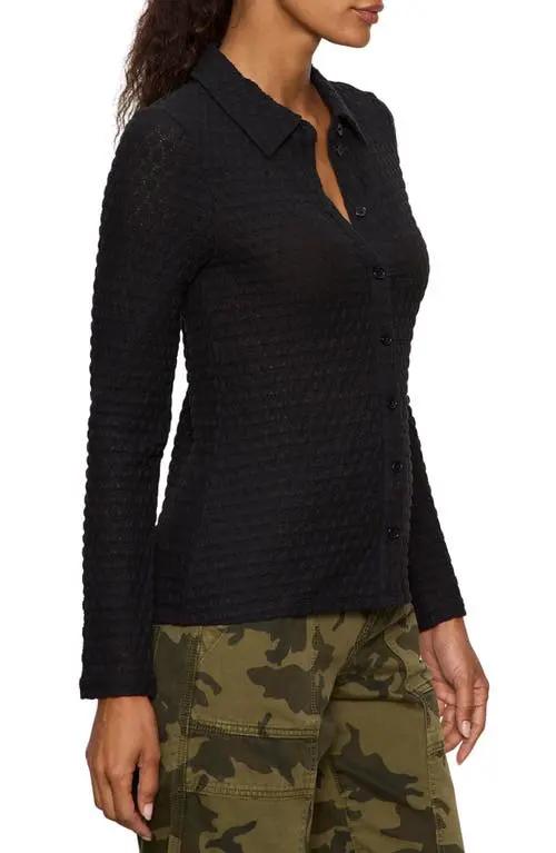 Sanctuary Dreamer Textured Knit Shirt - Black