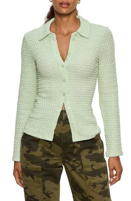 Sanctuary Dreamer Textured Knit Shirt - Detox Green