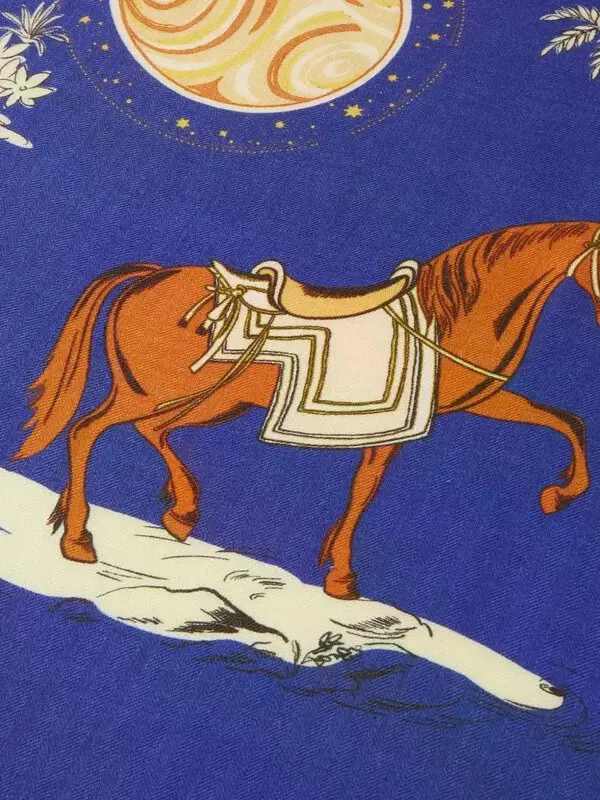 Shanghai Tang Horse Print Scarf - Blue