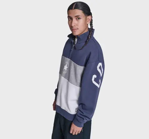 CONVERSE Retro Stripe Quarter-zip Sweatshirt - Converse Blue Multi