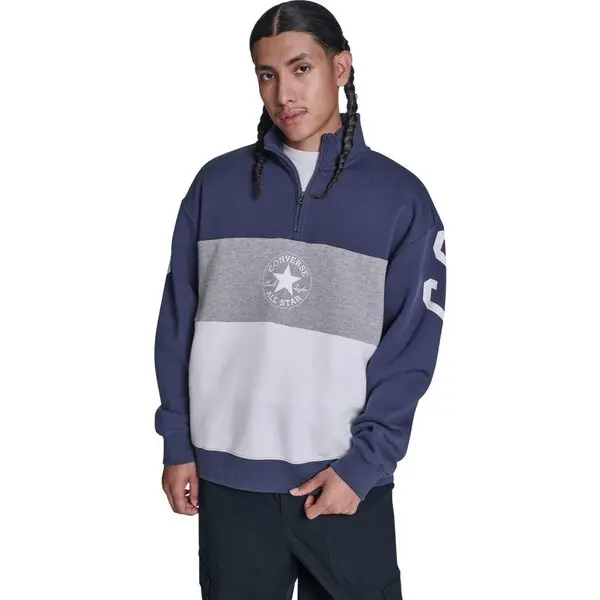 CONVERSE Retro Stripe Quarter-zip Sweatshirt - Converse Blue Multi