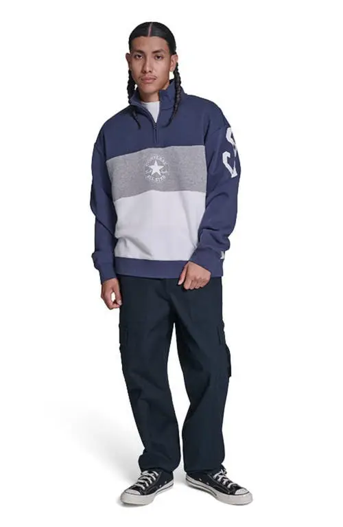 CONVERSE Retro Stripe Quarter-zip Sweatshirt - Converse Blue Multi