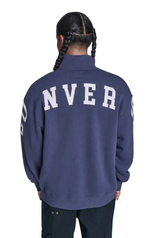 CONVERSE Retro Stripe Quarter-zip Sweatshirt - Converse Blue Multi