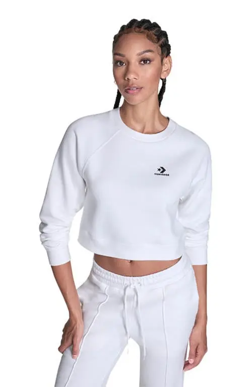 CONVERSE Star Chevron Cropped Crewneck - White 10a