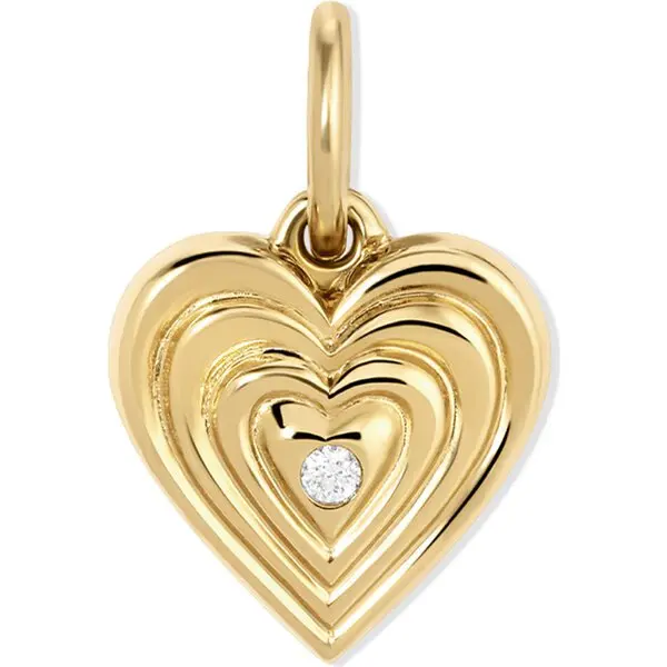 Adina Reyter Groovy Diamond Heart Locket - Yellow Gold
