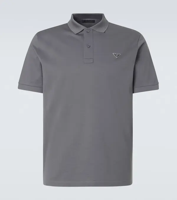 Prada Cotton Pique Polo Shirt - Grey
