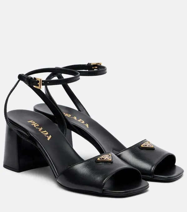 Prada Leather Slingback Sandals - Black