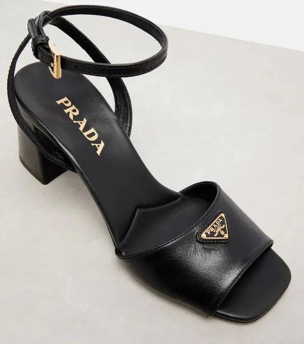 Prada Leather Slingback Sandals - Black