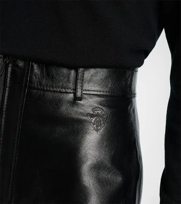 Gucci Leather Zip-up Miniskirt