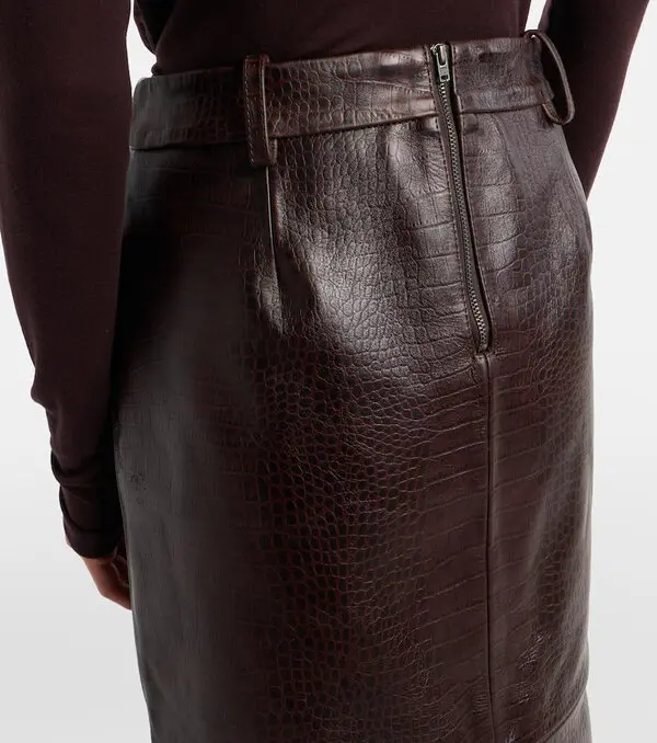 THE FRANKIE SHOP Croc-effect Leather Pencil Skirt